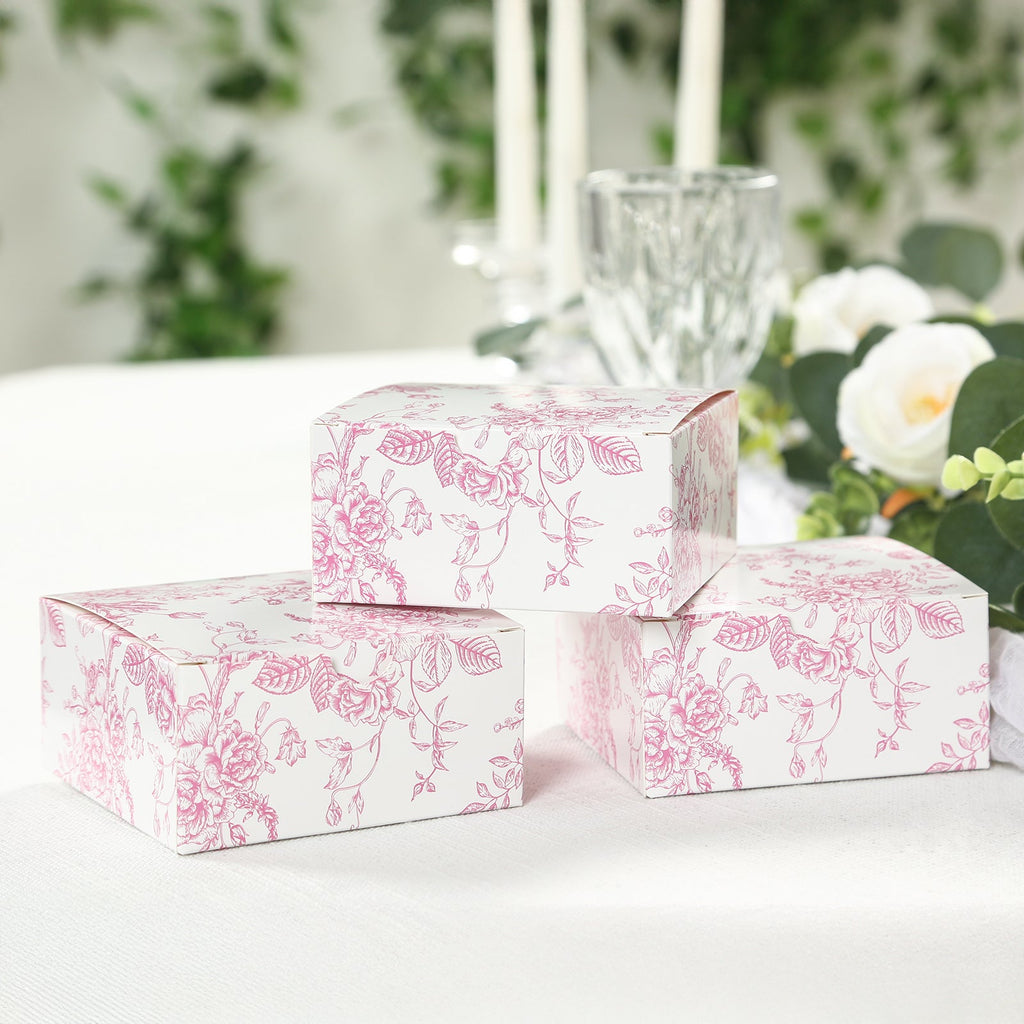 White Pink Floral Favor Boxes | TableclothsFactory+D23935:D23966