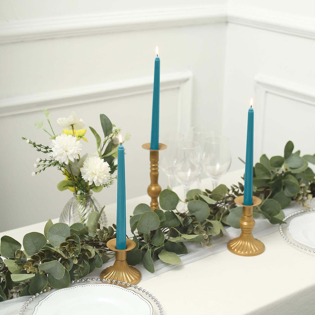 navy candlestick holders