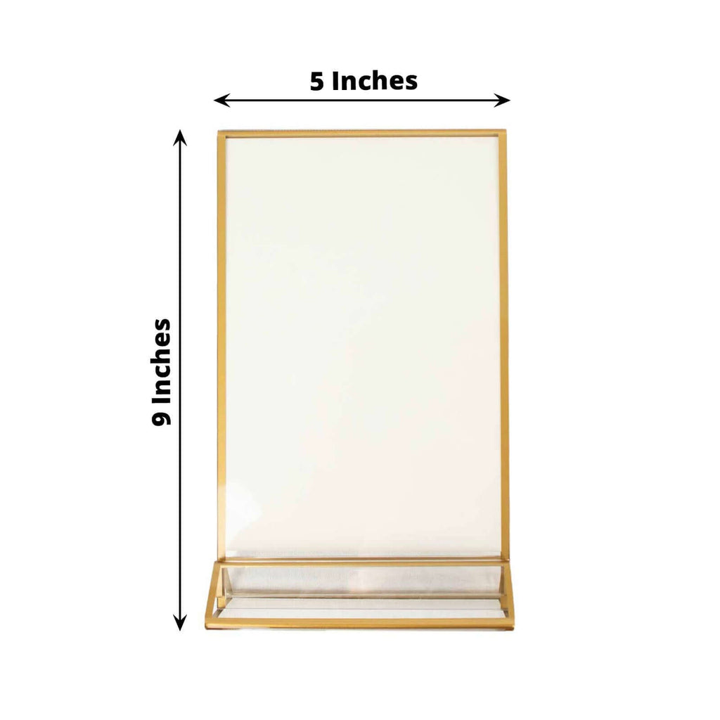 Gold Frame Acrylic Table Sign Holders 5"x9" | TableclothsFactory