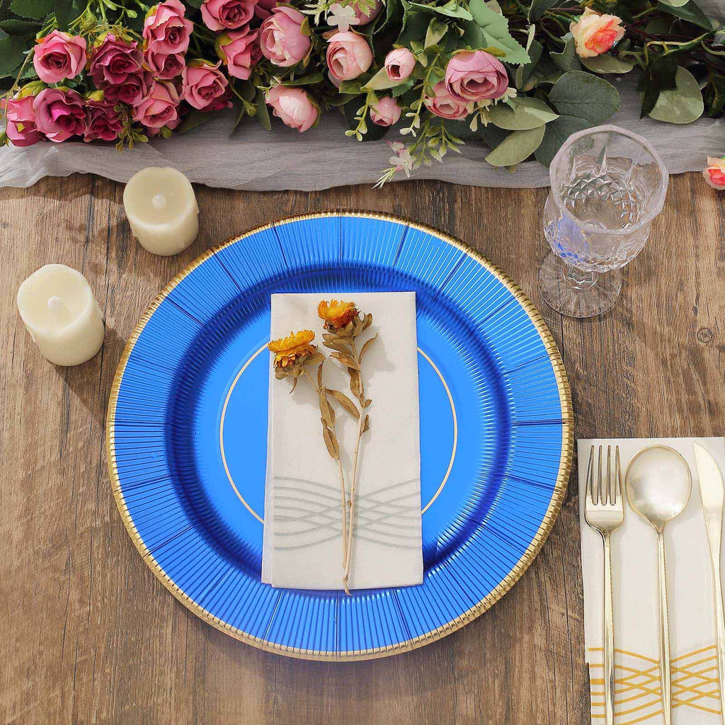 Sunray Paper Charger Plates Royal Blue 13" | TableclothsFactory