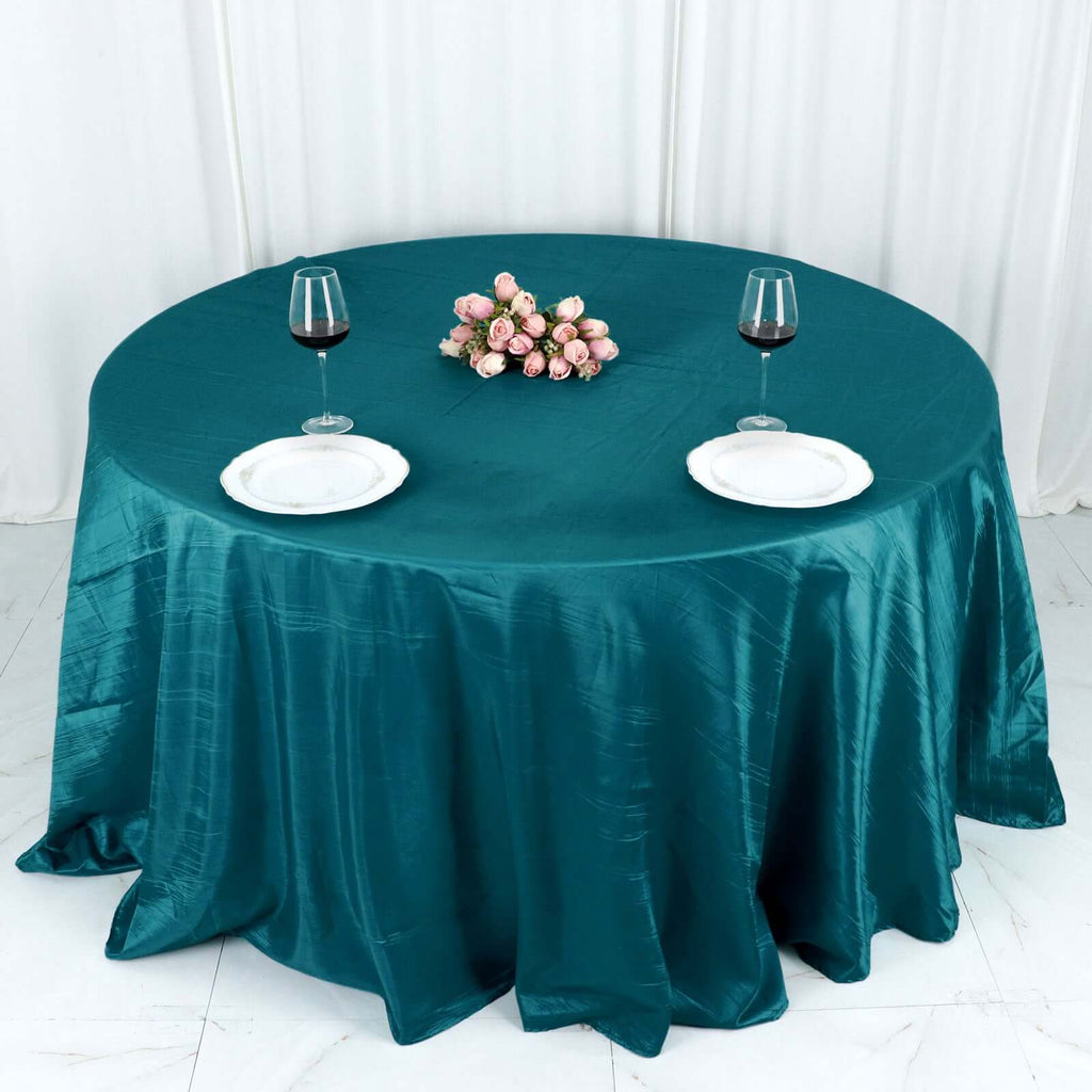 Accordion Crinkle Tablecloth 132" Teal | TableclothsFactory