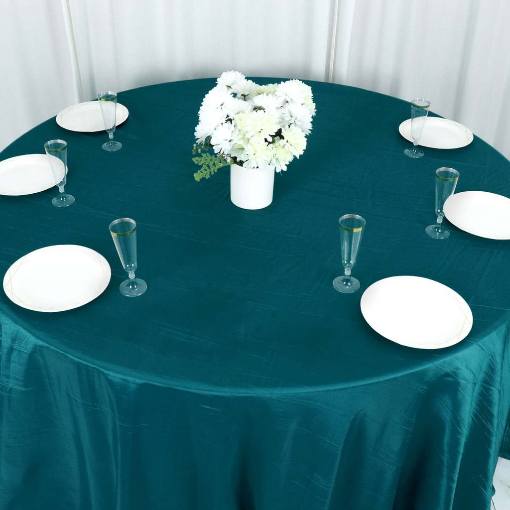 Accordion Crinkle Tablecloth 132" Teal | TableclothsFactory