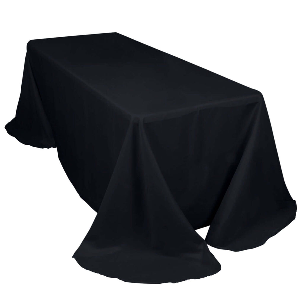 Polyester Oval Tablecloth 90"x132" Black | TableclothsFactory