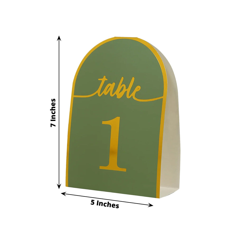 Arch Table Numbers 1-25 Sage Green 7" | TableclothsFactory