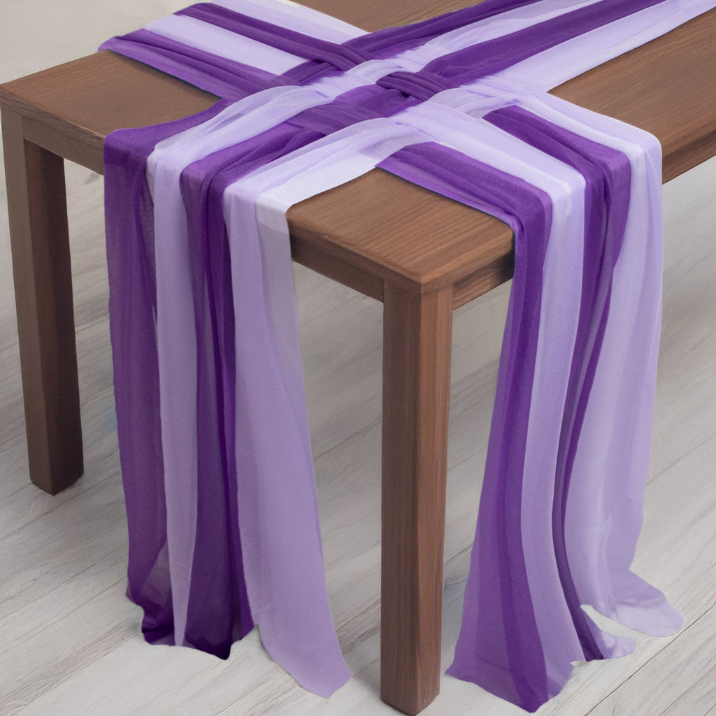 20-Pack 9ft Sheer Table Runners – Purple/Lavender Lilac Shimmer Sheer