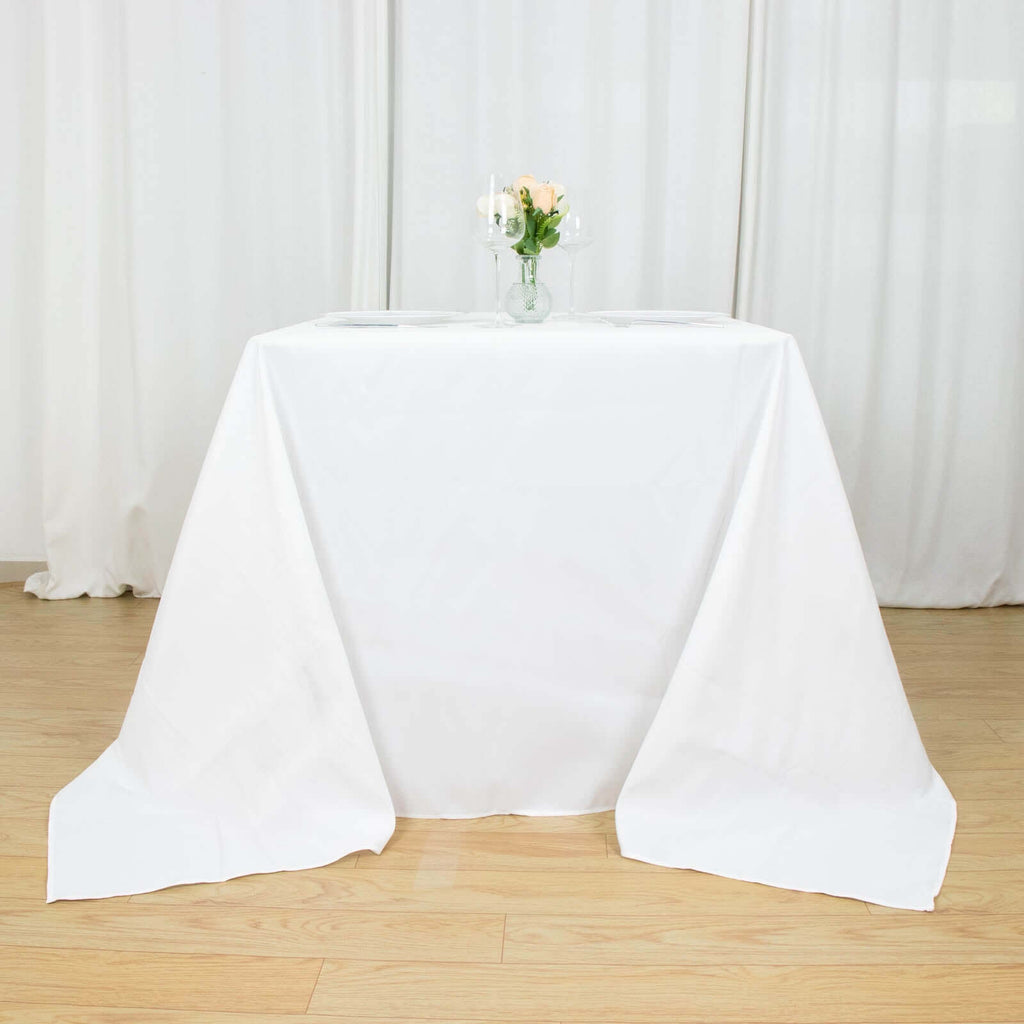 Premium Polyester Tablecloth 90"x90" White | TableclothsFactory