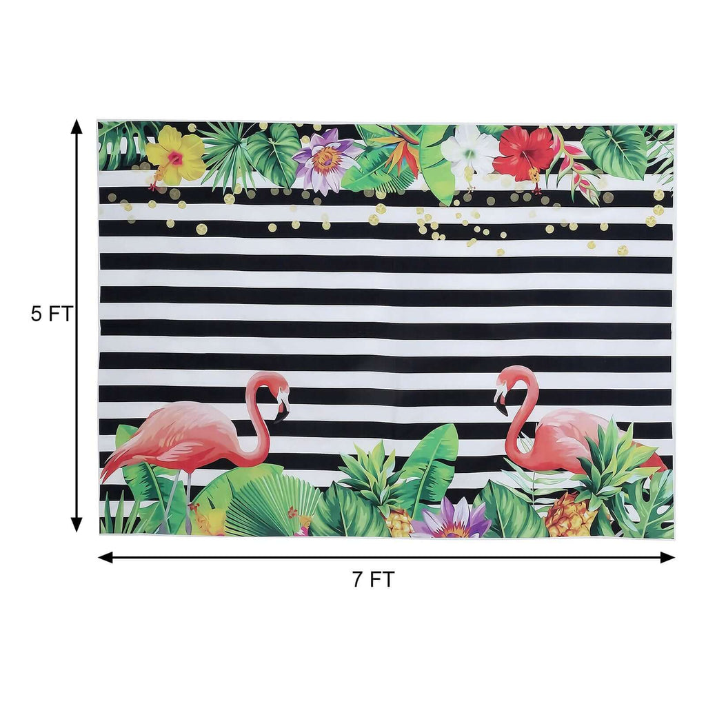 Pink Flamingo Stripe Vinyl Backdrop 5ftx7ft | tableclothsfactory.com