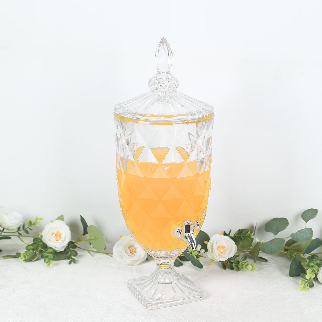 Clear Apothecary Glass Beverage Dispenser 1.3 Gallon | TableclothsFactory