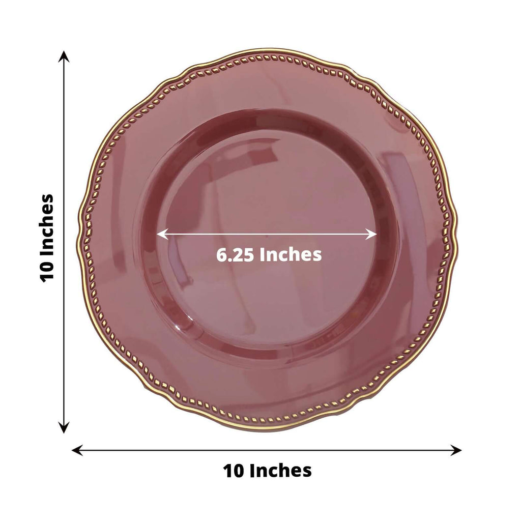 Plastic 10" Dinner Plates Cinnamon Rose/Gold Scalloped Rim ...