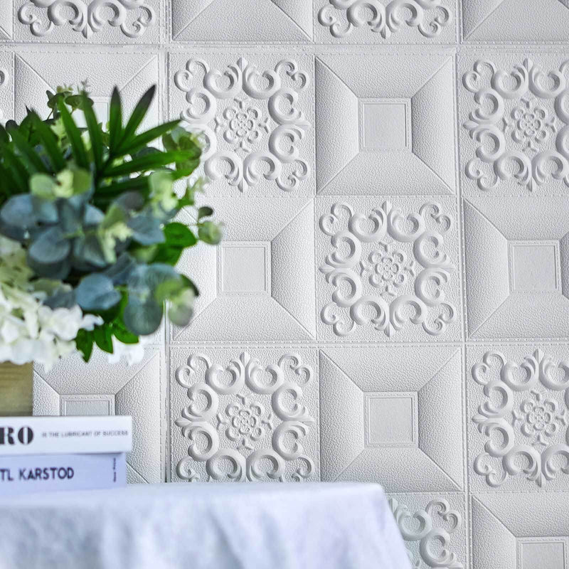 3D White Foam Wall Panels - Diamond Design | TableclothsFactory