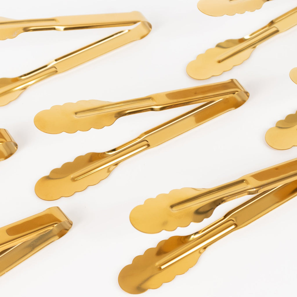 Metal Serving Tongs Gold 9.5" | TableclothsFactory