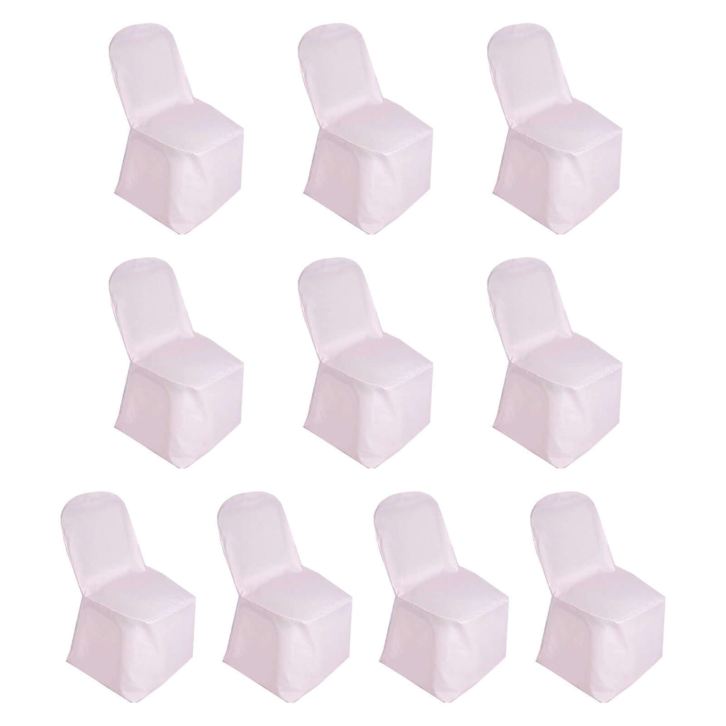 10 Pack Polyester Banquet Chair Covers Blush | TableclothsFactory
