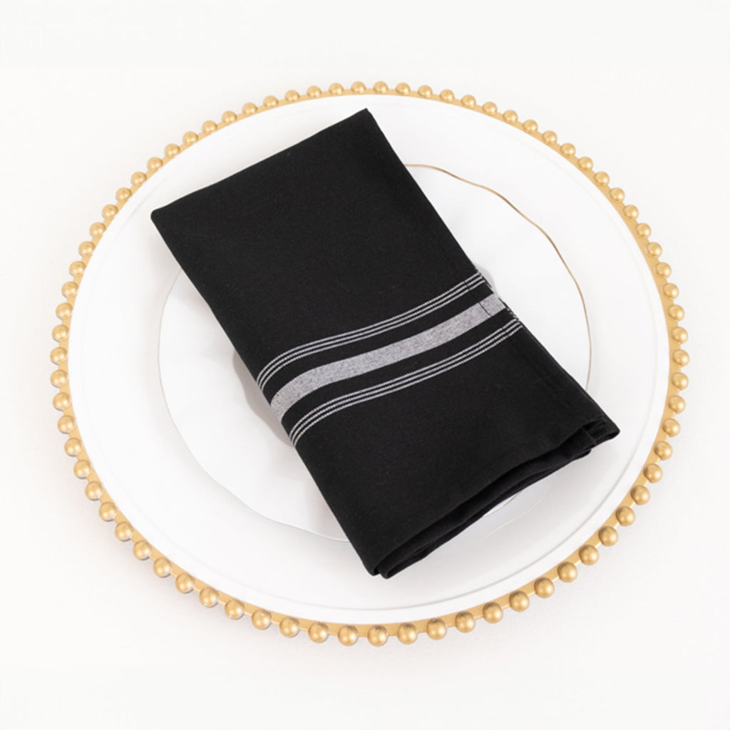 Polyester Bistro Napkins 18"x22" Black | TableclothsFactory