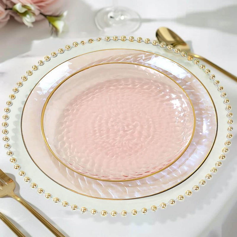 Hammered Plastic 7" Salad Plates Transparent Blush/Gold ...