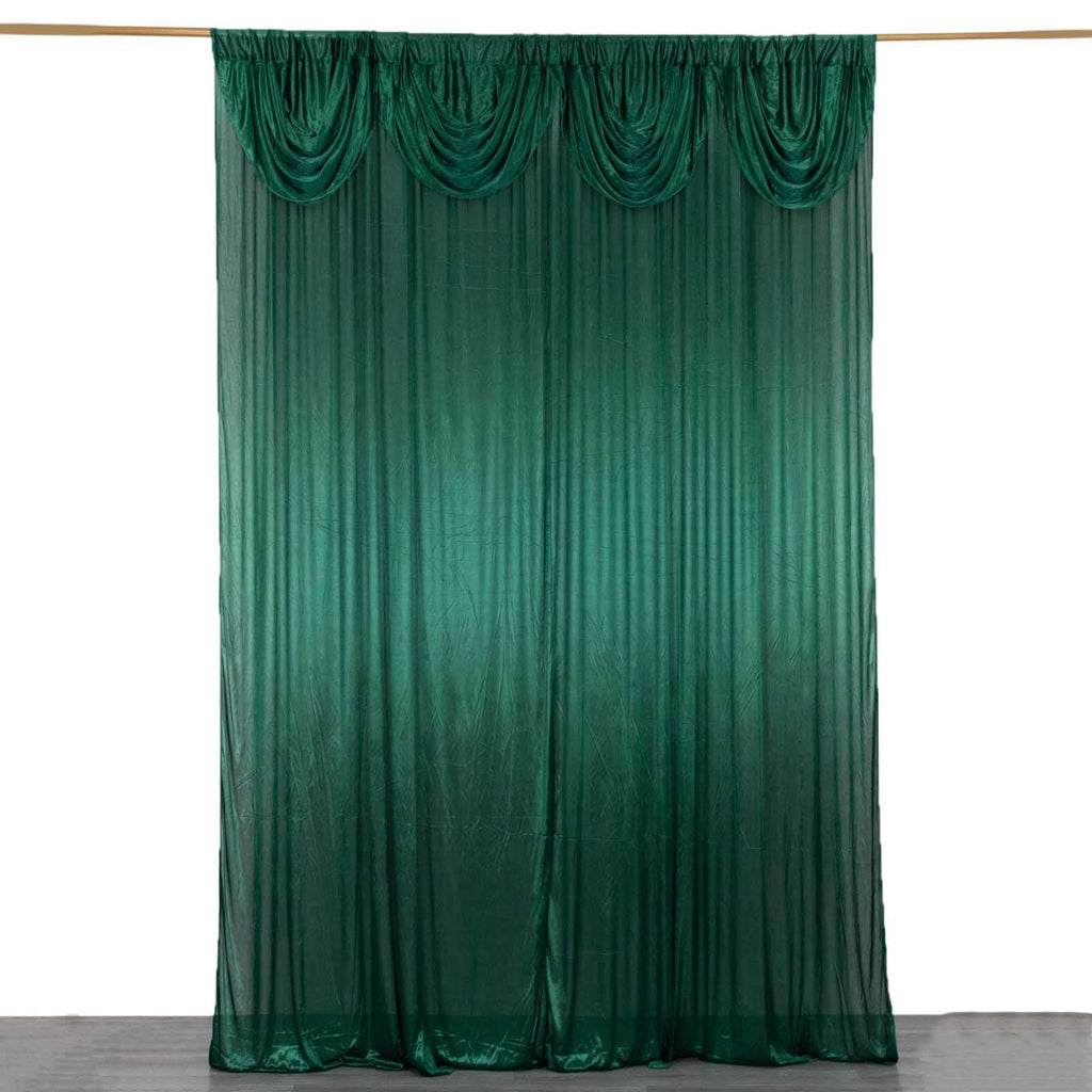 10ftx10ft Emerald Green Satin Event Curtain | TableclothsFactory