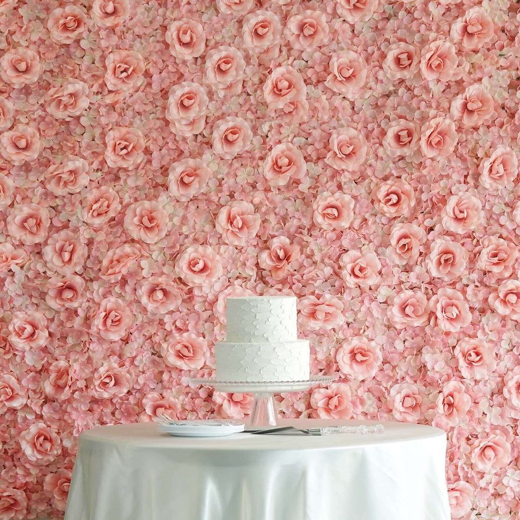 Blush Cream 3D Silk Flower Wall Mat Backdrop | TableclothsFactory
