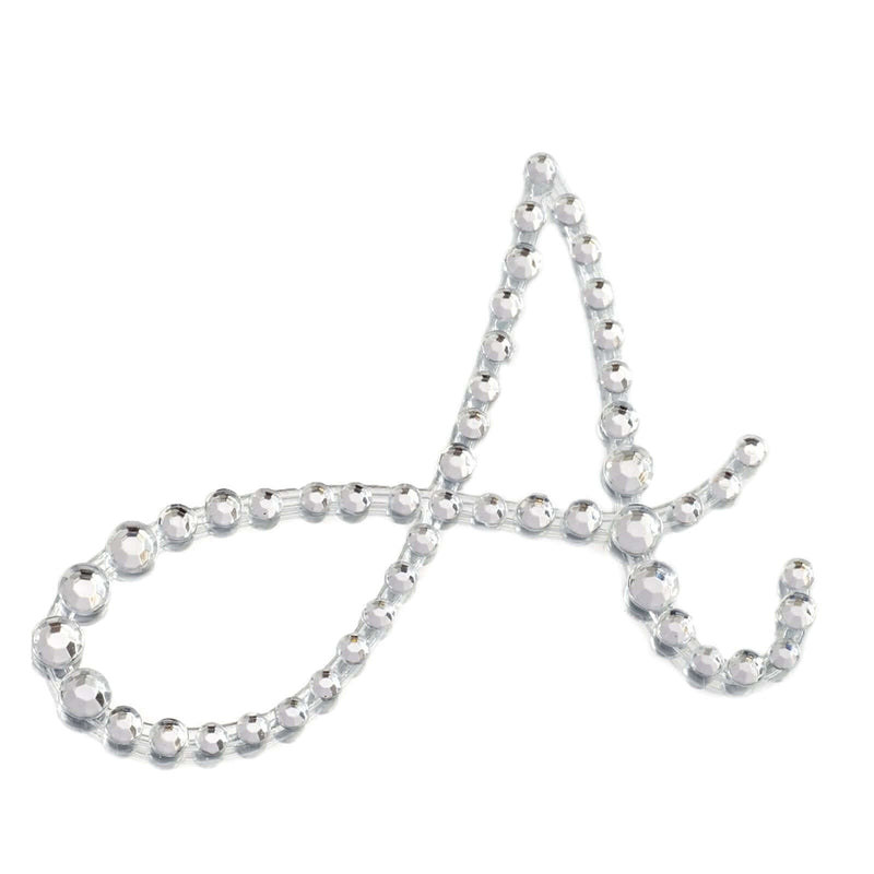 12 Pack Clear Rhinestone Monogram Letter Stickers | tableclothsfactory.com