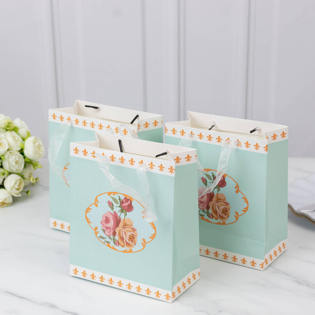 12-Pack Turquoise Tea Party Favor Bags | TableclothsFactory