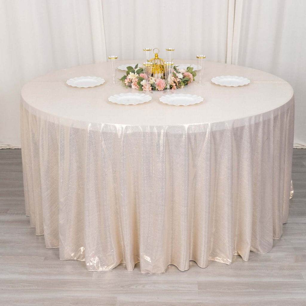 Sequin Dots Round Tablecloth 120" Beige by TableclothsFactory.com