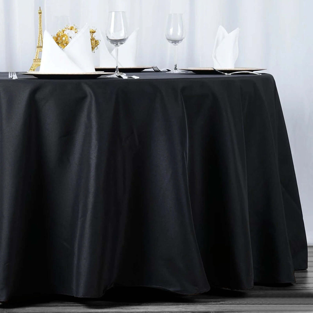 Premium Polyester Tablecloth 120" Black by TableclothsFactory.com