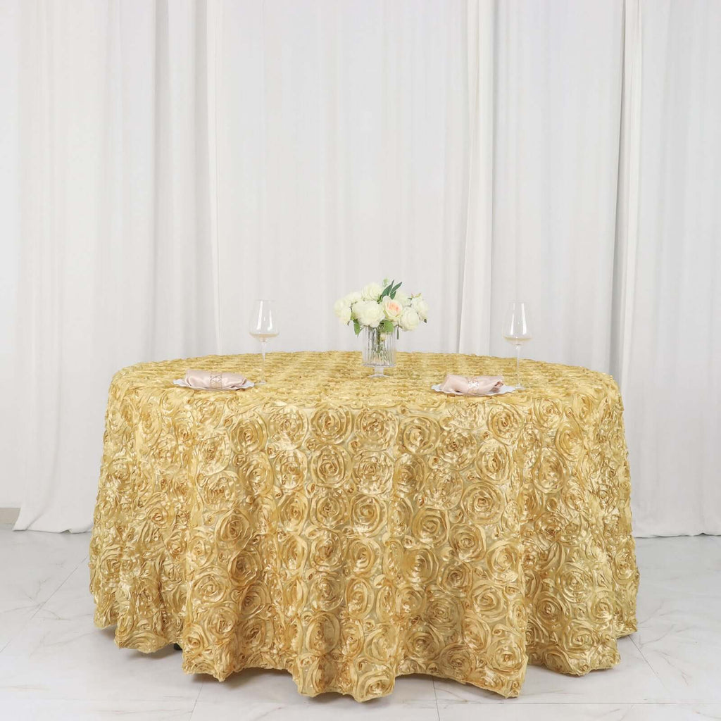 Rosette Tablecloth 120” Champagne | TableclothsFactory
