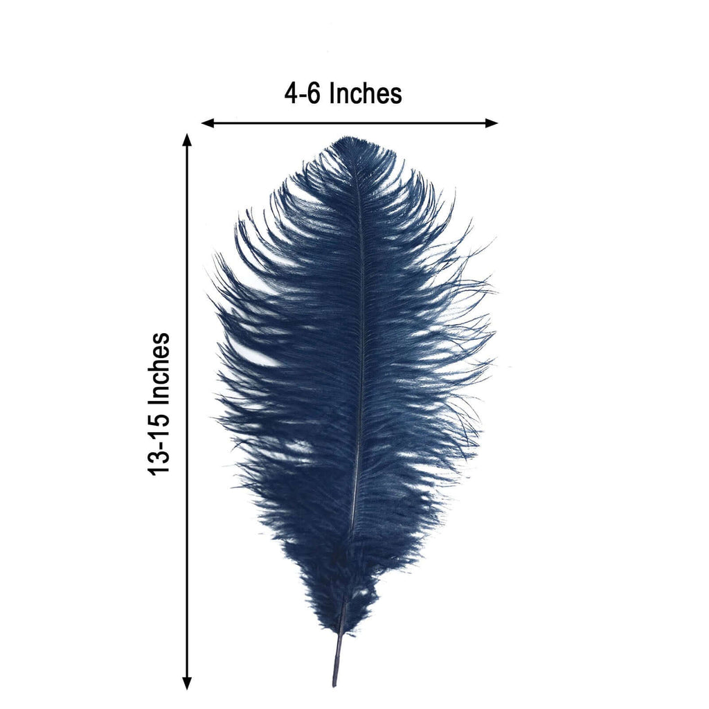 Navy Blue Ostrich Feathers 12 Pack | TableclothsFactory