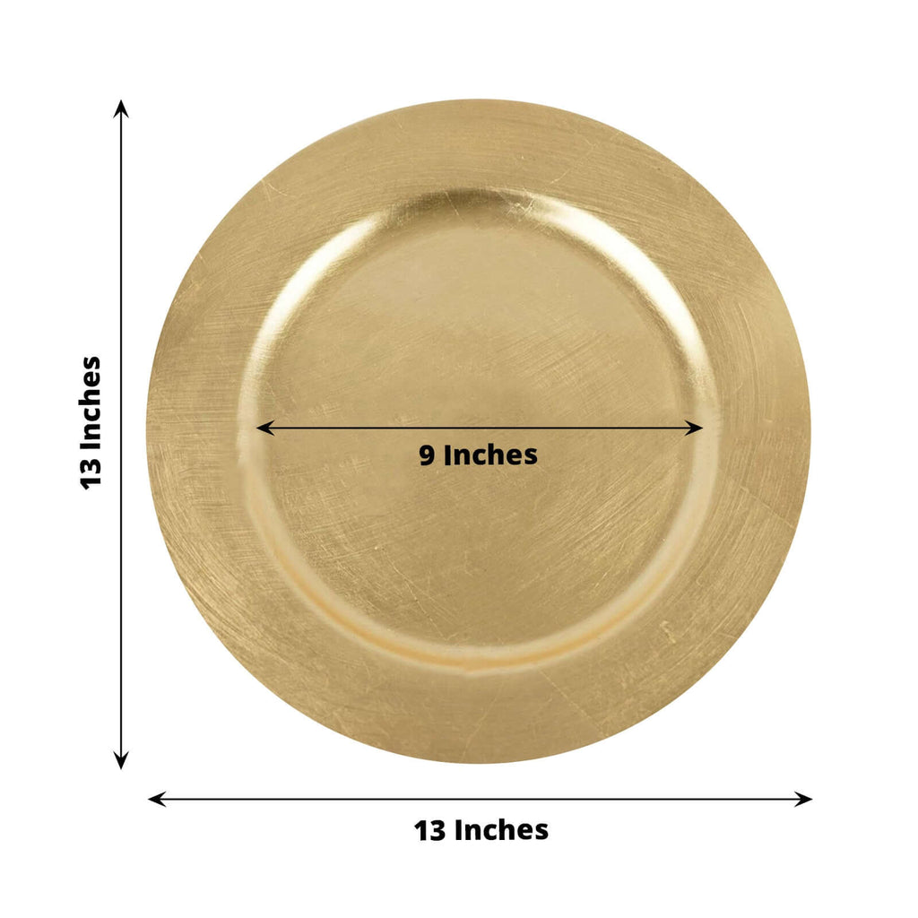Metallic Gold Round Charger Plates 6 Pack | TableclothsFactory