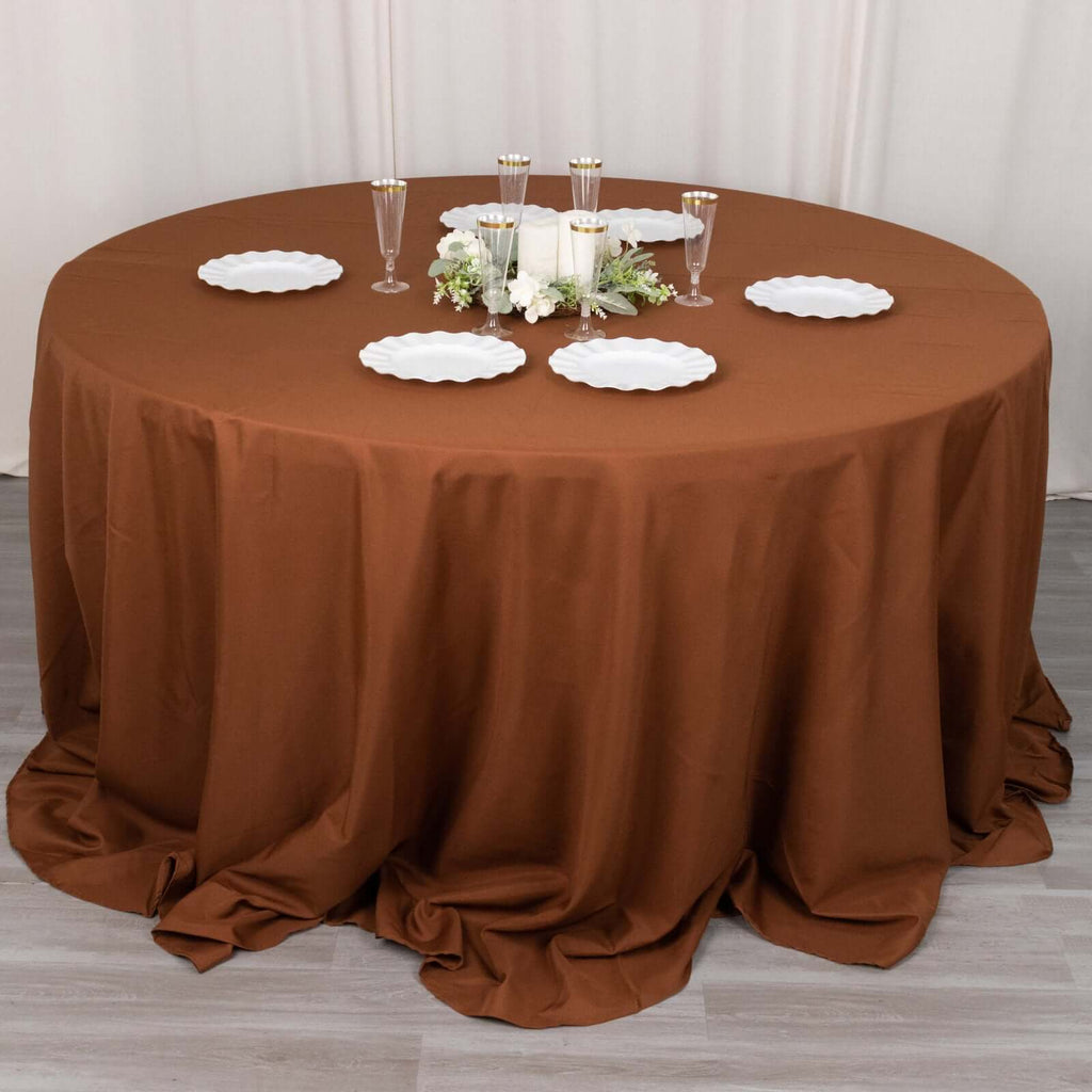 Polyester Tablecloth 132" Cinnamon Brown by TableclothsFactory.com
