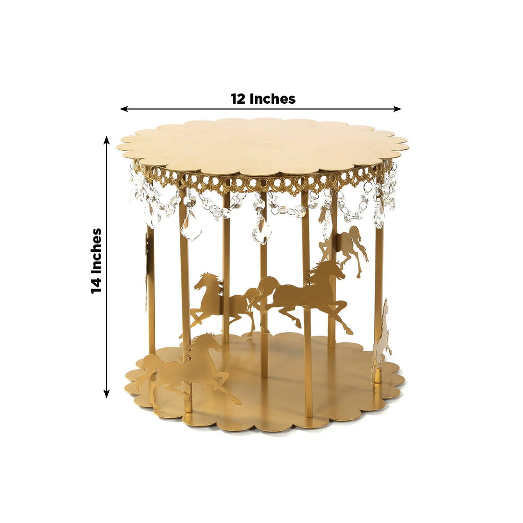 Carousel Metal Round Cake Stand Gold 14" | TableclothsFactory