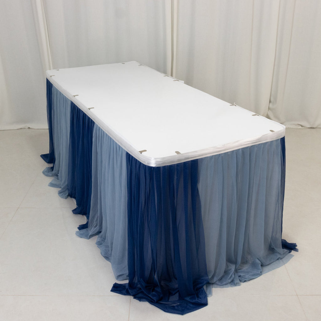 Sheer Chiffon Table Skirt Navy Blue | TableclothsFactory