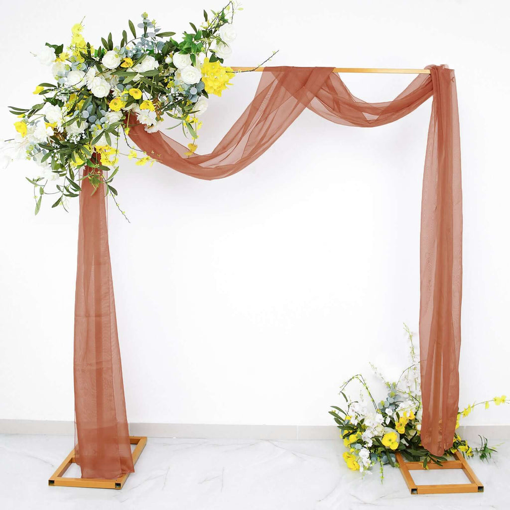 18ft Rust Sheer Organza Wedding Arch Drapery | TableclothsFactory