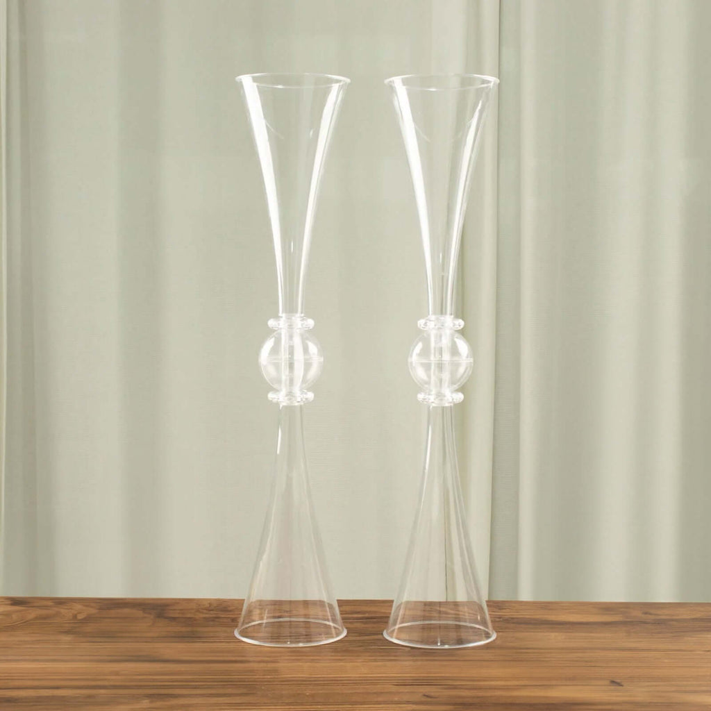 Clear Trumpet Flower Vases 27" | TableclothsFactory