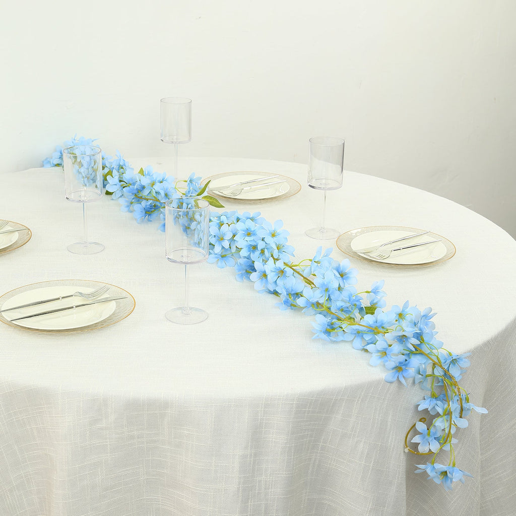 Jasmine Flower Garland String Lights Blue 6ft | TableclothsFactory