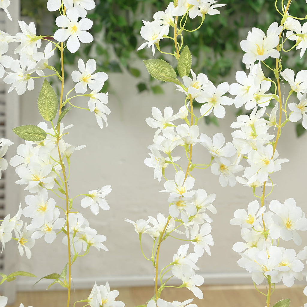 Jasmine Flower Garland String Lights White 6ft | TableclothsFactory