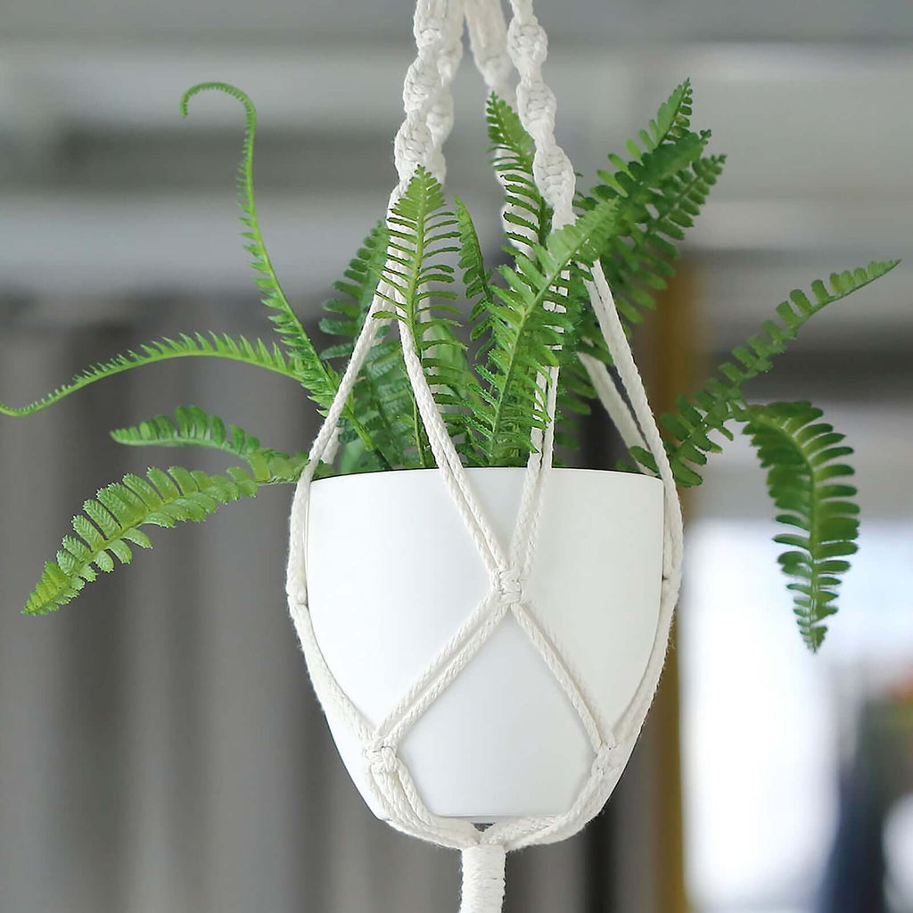 White Macrame Planter Pots 2 Pack | TableclothsFactory