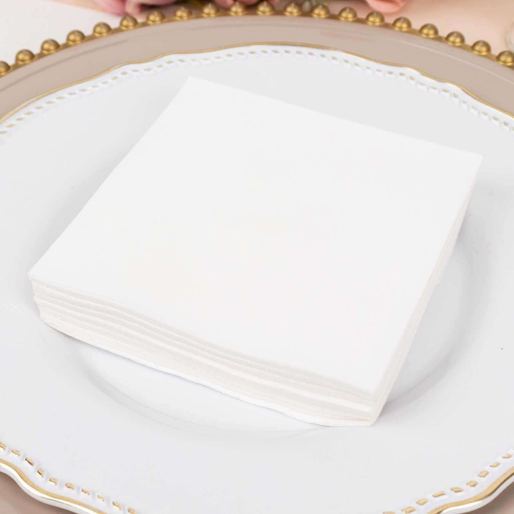 Linen-Like Paper Cocktail Napkins 5"x5" White | TableclothsFactory