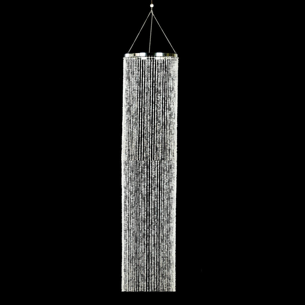 20ft Silver Column Bead Chandelier | TableclothsFactory