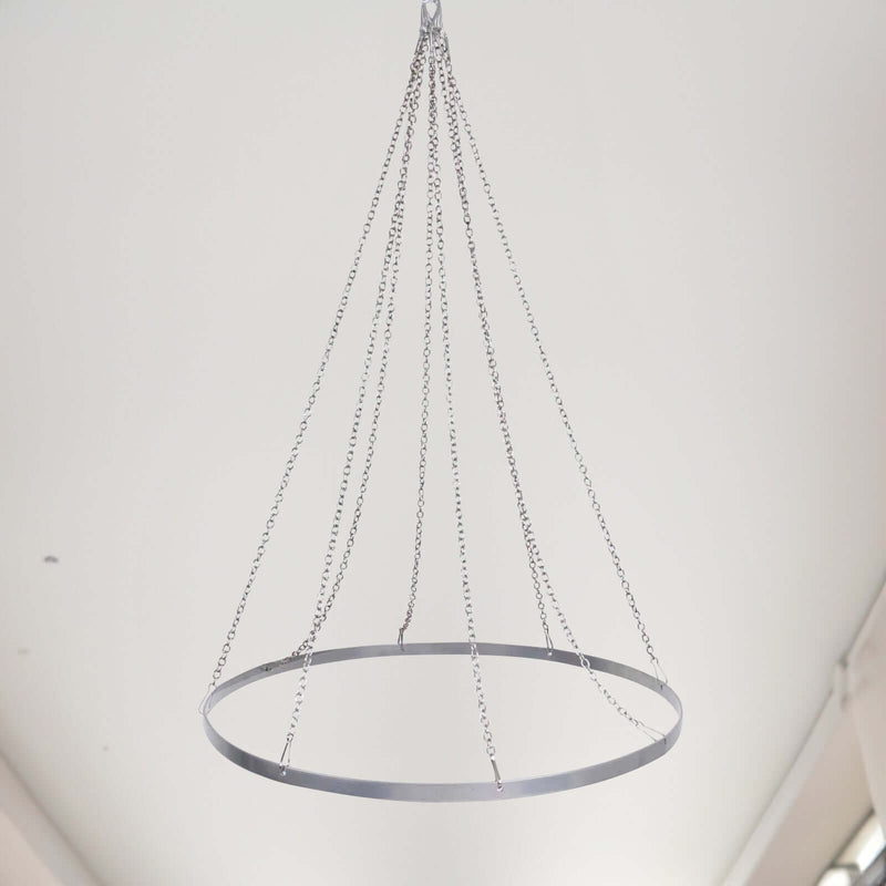 White Ceiling Drape Kit with Stainless Steel Hoop | TableclothsFactory