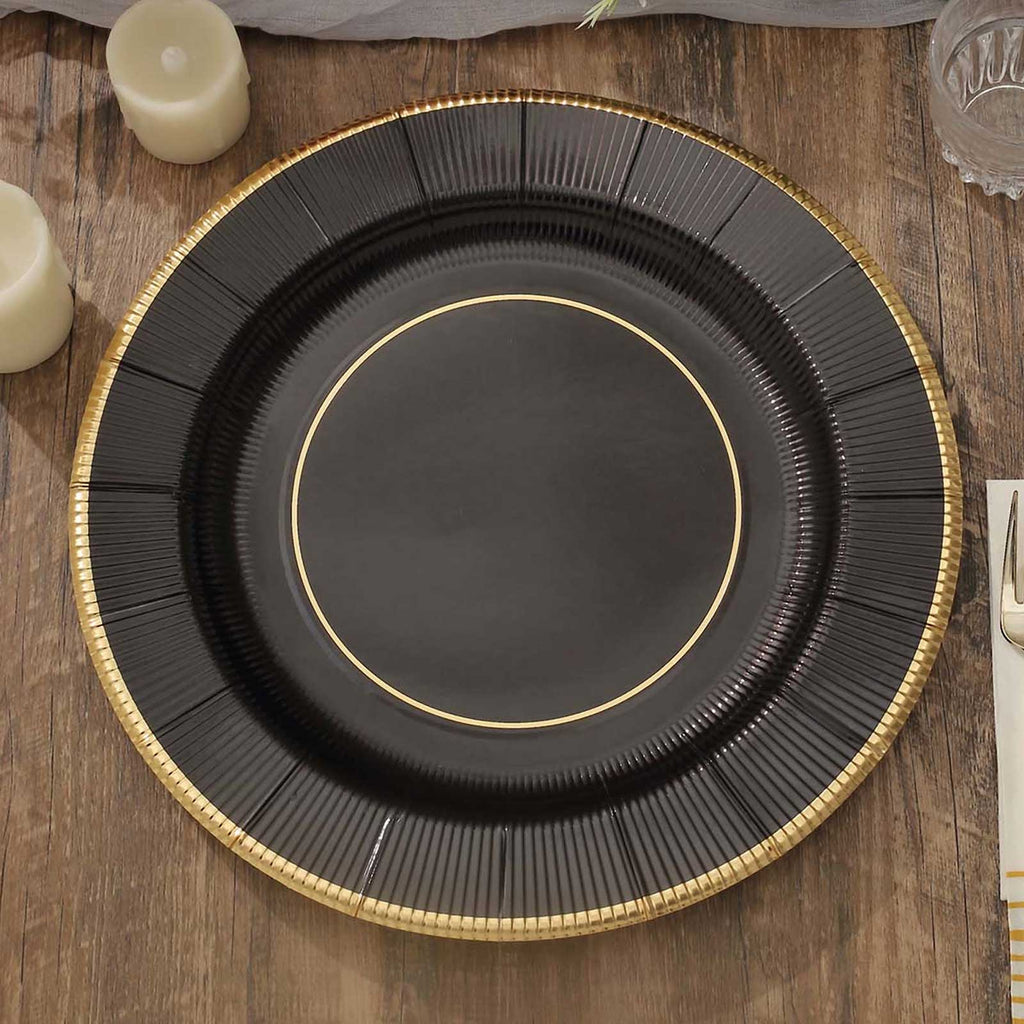 Sunray Paper Charger Plates Black 13" | TableclothsFactory