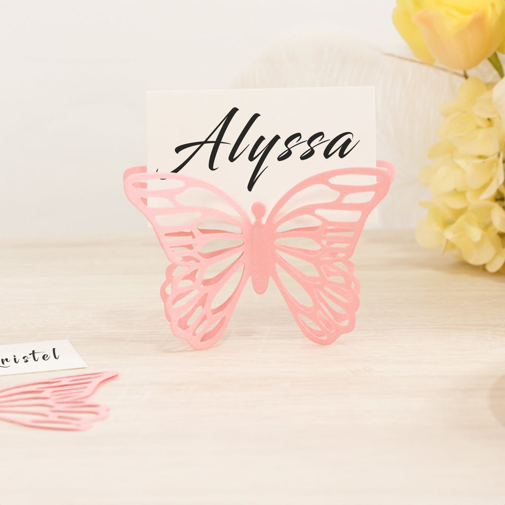 Pink Butterfly Place Card Holders 25 Pack | TableclothsFactory