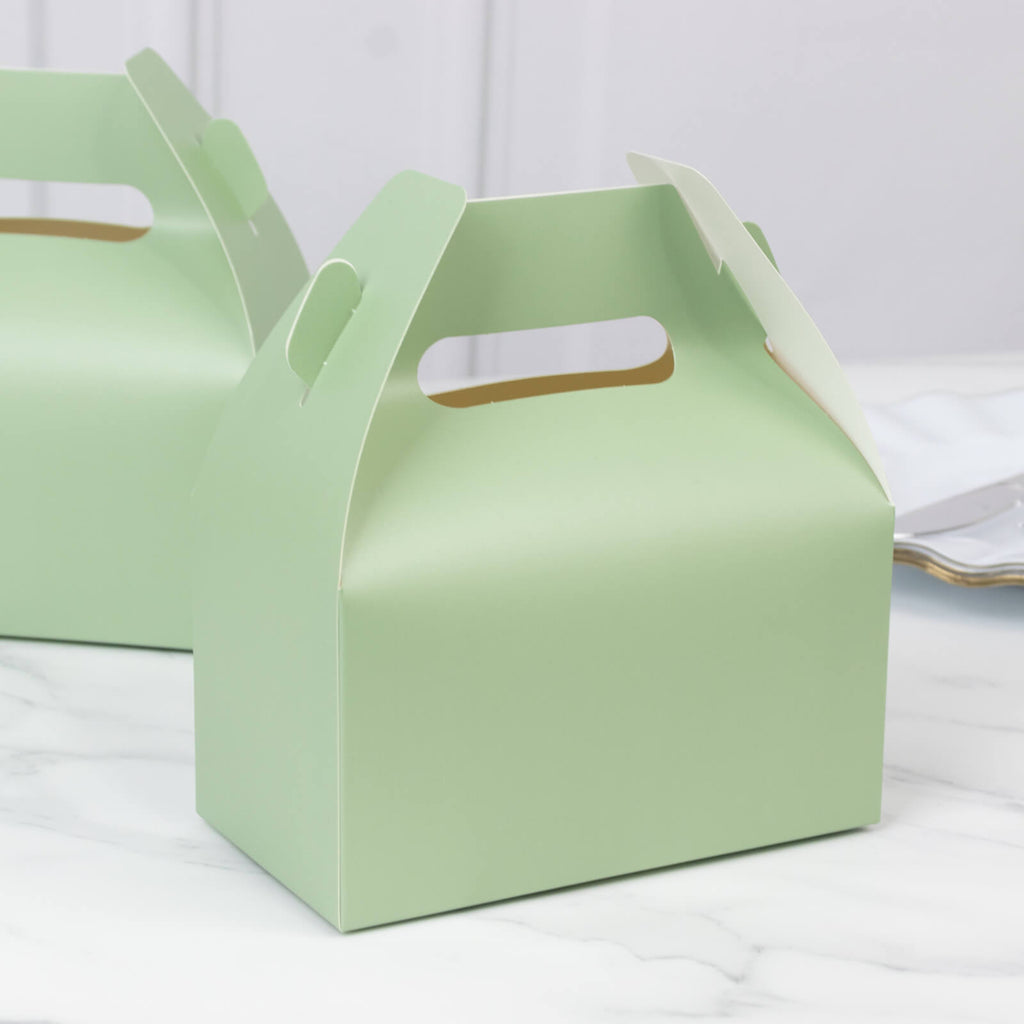 25-Pack Sage Green Tote Favor Boxes | TableclothsFactory
