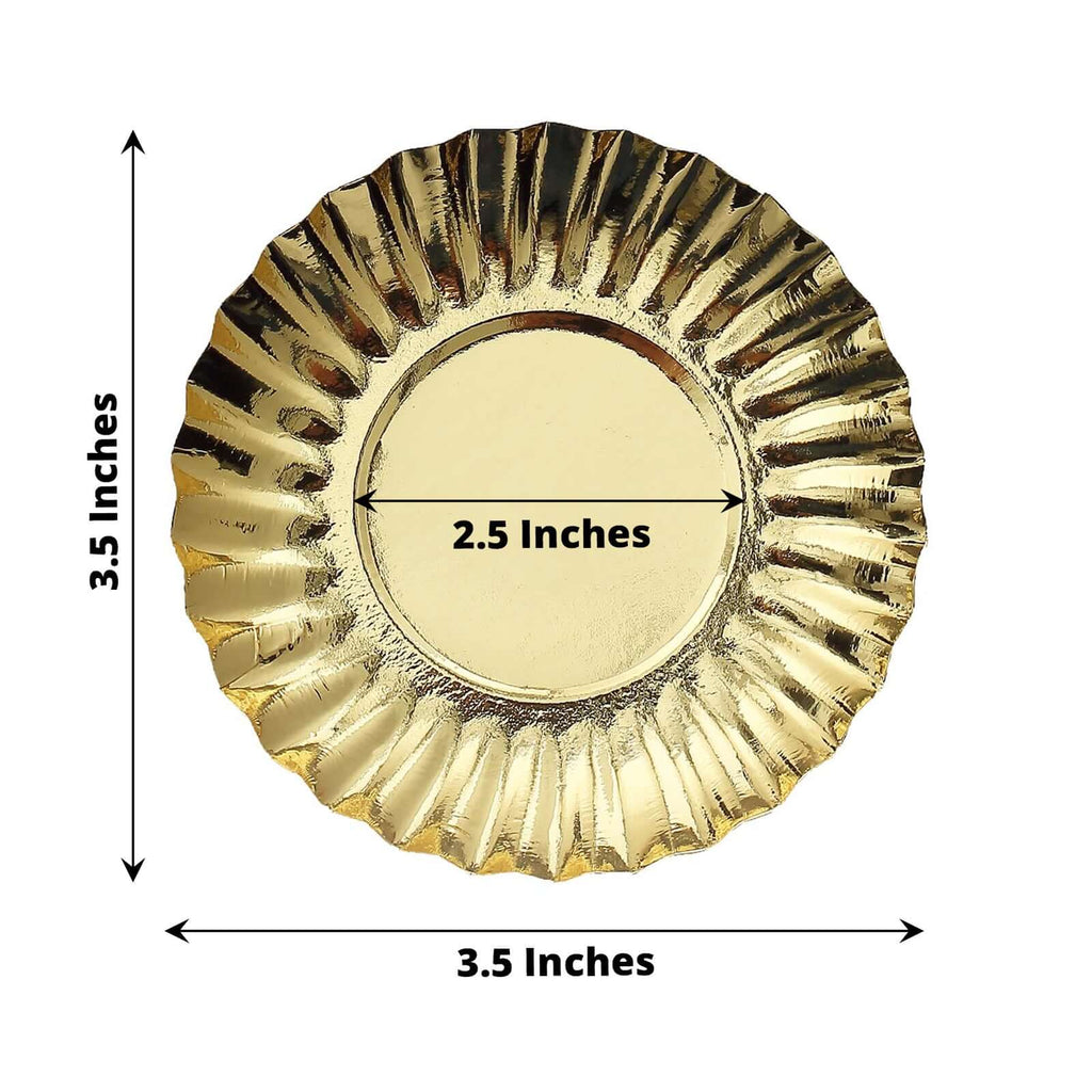 Mini Paper 3.5" Round Plates Metallic Gold | TableclothsFactory