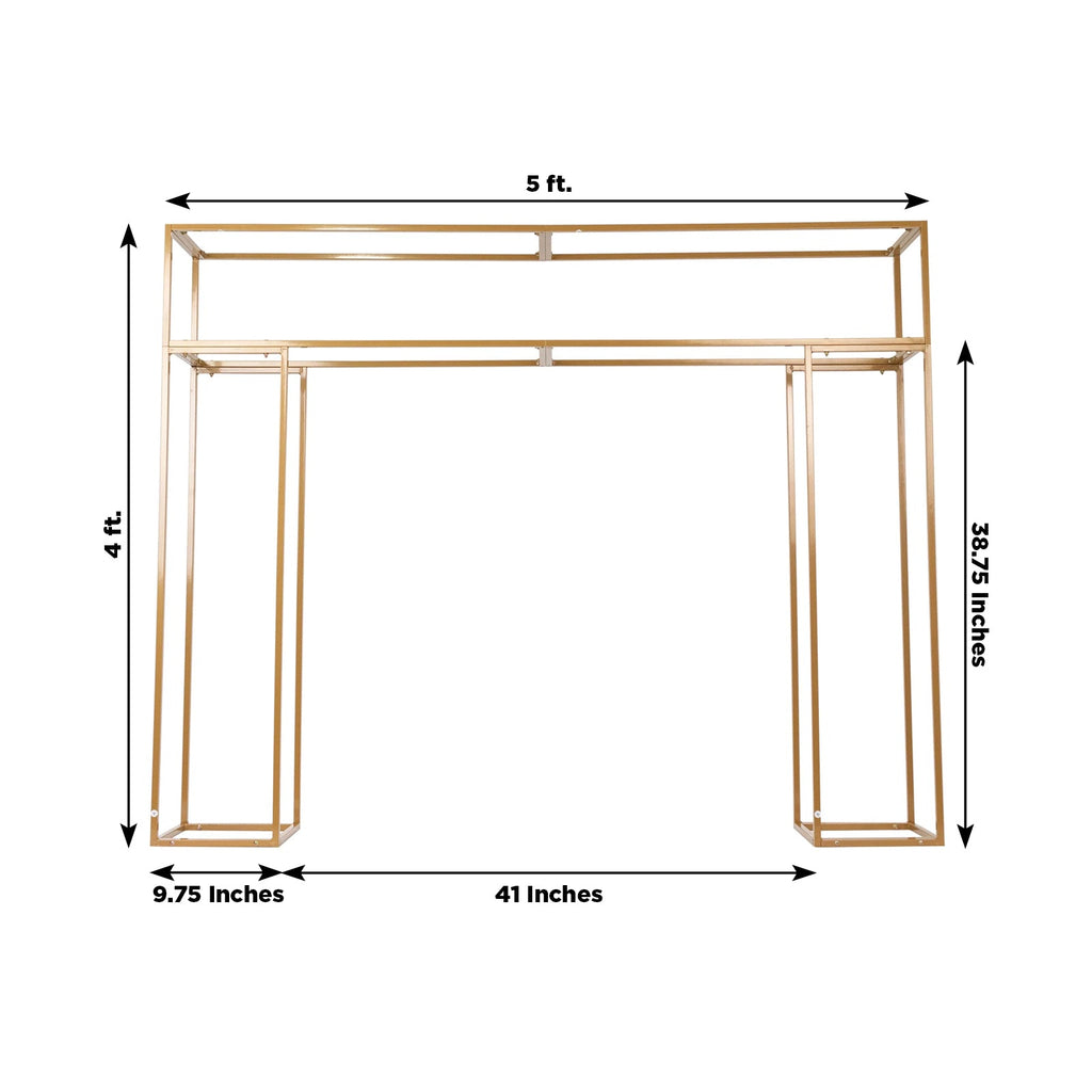 Rectangular Arch 3D Stand Metal Gold 5ftx4ft | TableclothsFactory