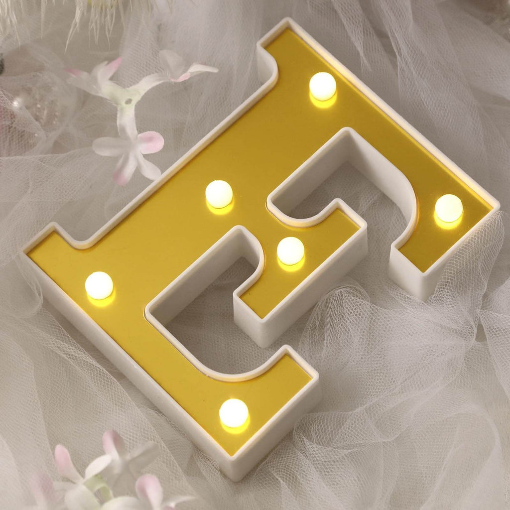 6" LED Marquee Letter "E" Gold | TableclothsFactory
