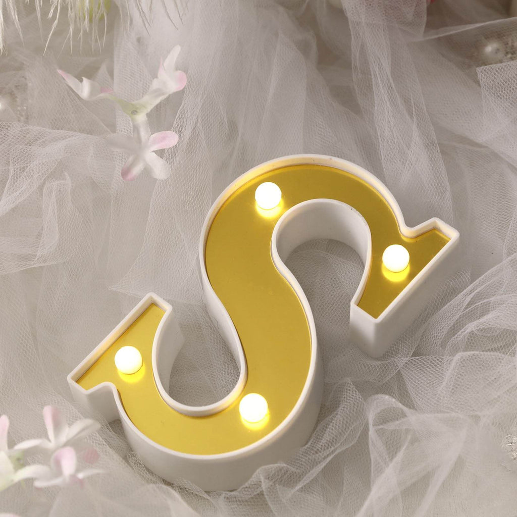 6" LED Marquee Letter "S" Gold | TableclothsFactory