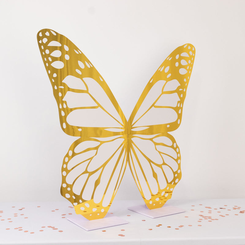 White Wood Butterfly Wing Backdrop | TableclothsFactory.com