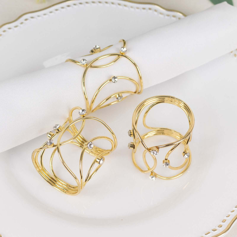 Gold Metal Napkin Rings - 4 Pack | TableclothsFactory