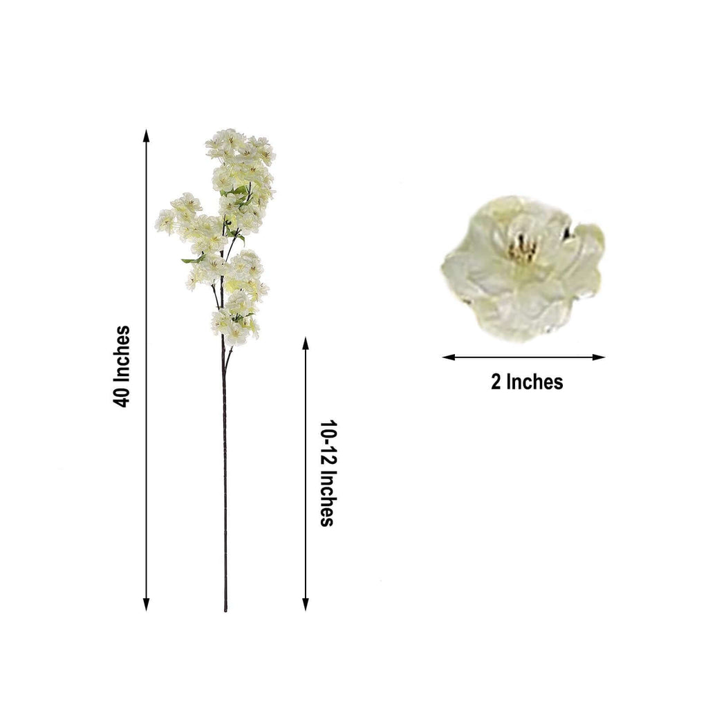 40" Tall Cream Artificial Silk Cherry Blossom Flowers | TableclothsFactory