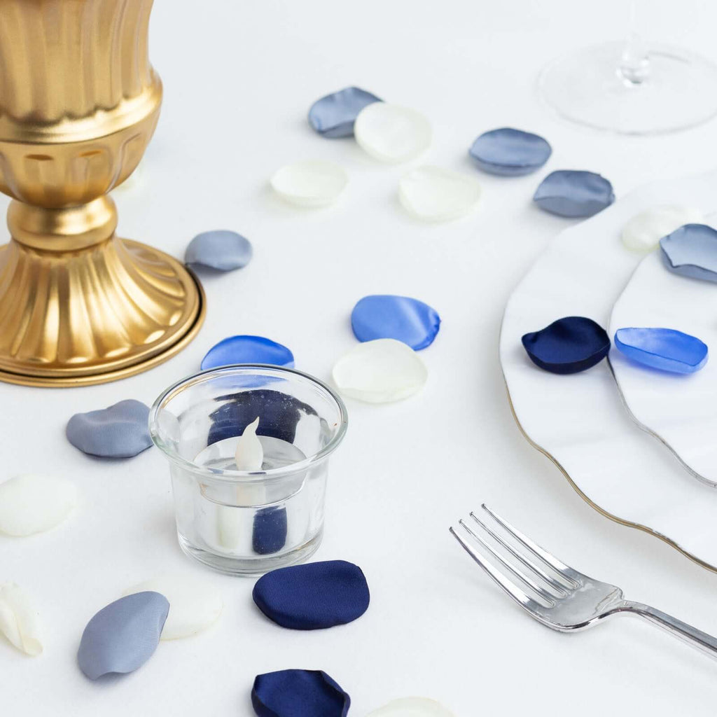 Dusty Blue Mix Matte Silk Rose Petals 400 Pack | TableclothsFactory