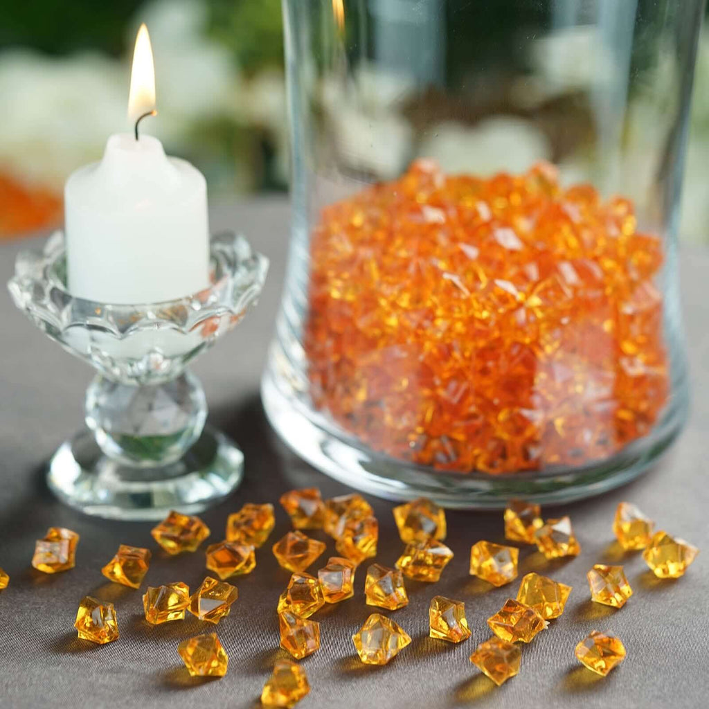 Orange Acrylic Ice Bead Vase Fillers 400 Pcs | TableclothsFactory